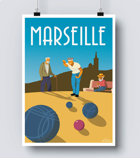 Affiche Marseille "Pétanque" | Le Bourlingueur